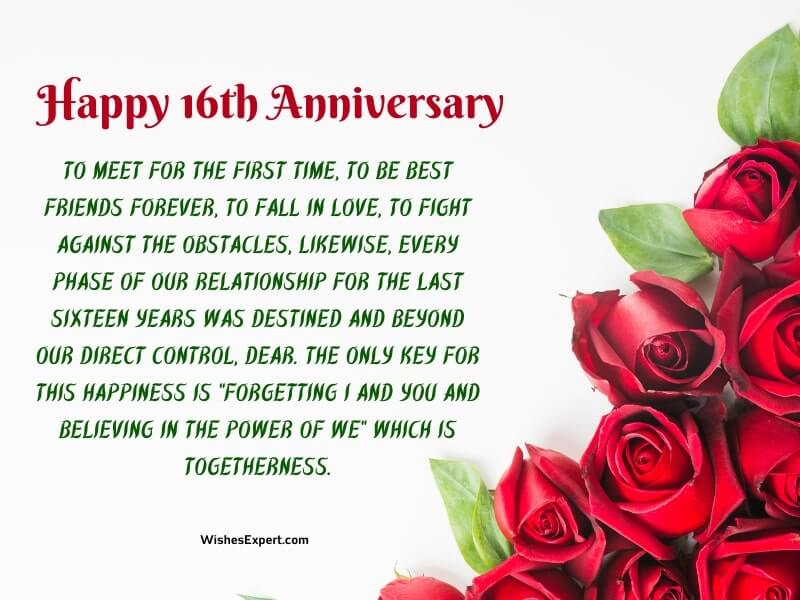Happy 16th Anniversary Wishes And Messages Happy 16th Anniversary Wishes And Messages